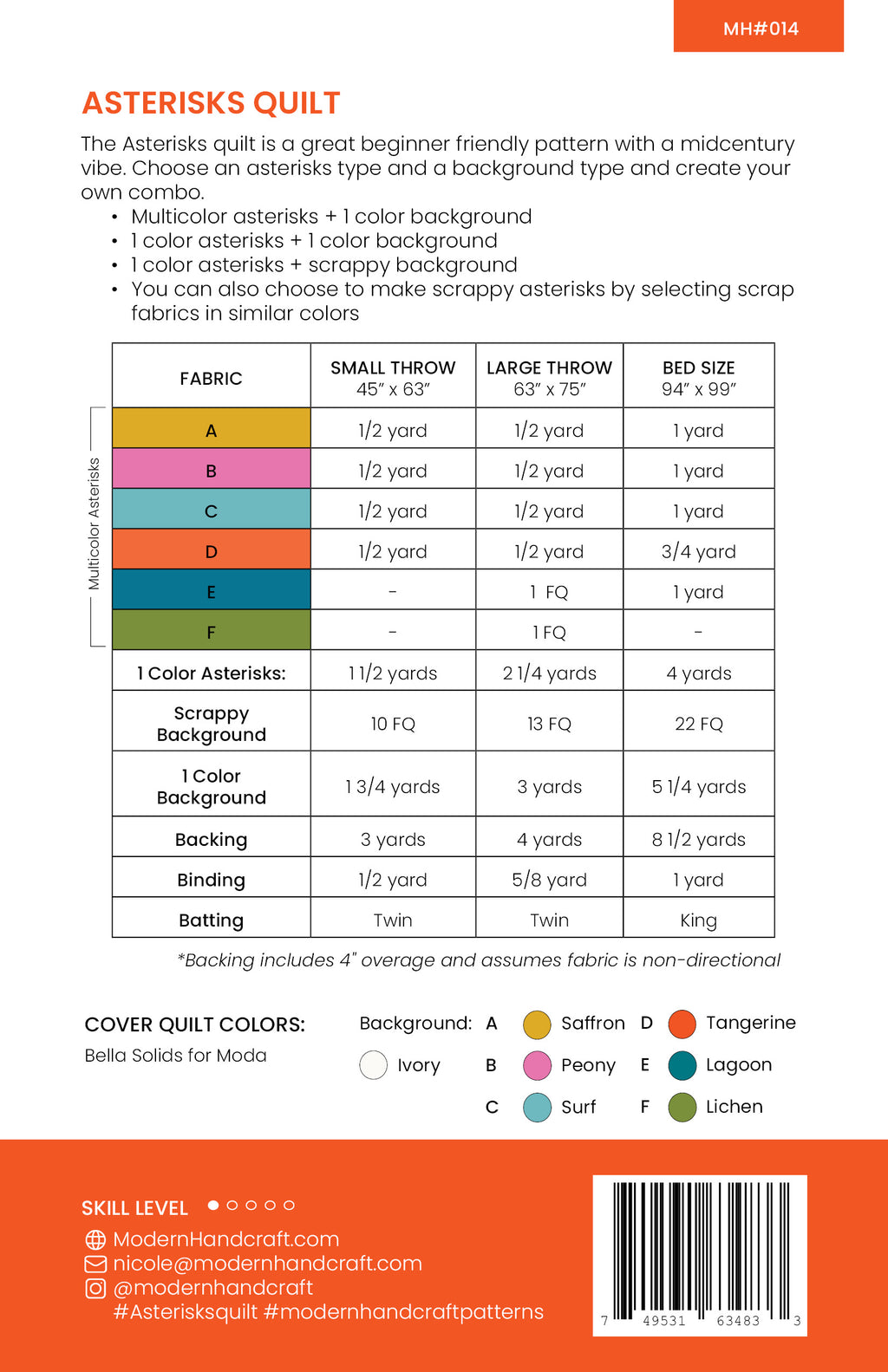 Asterisks Quilt Printed Pattern – modernhandcraft