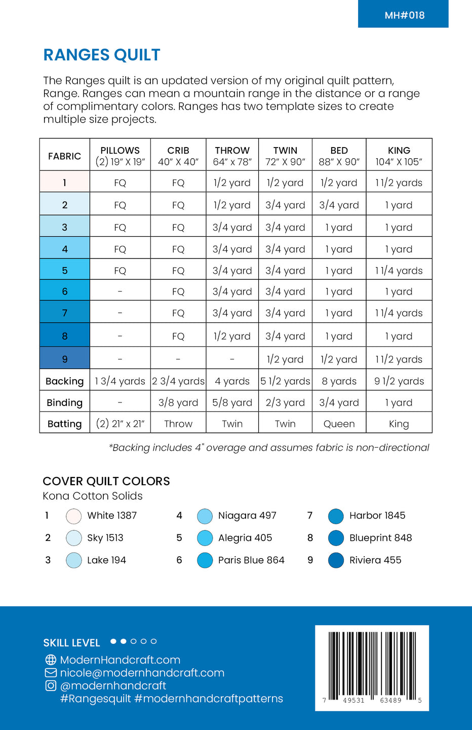 Ranges Quilt Printed Pattern – modernhandcraft