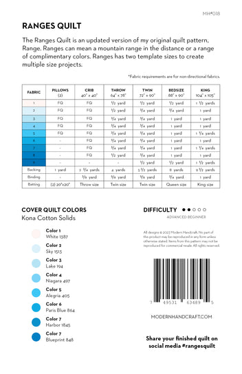 Ranges Quilt Printed Pattern – modernhandcraft